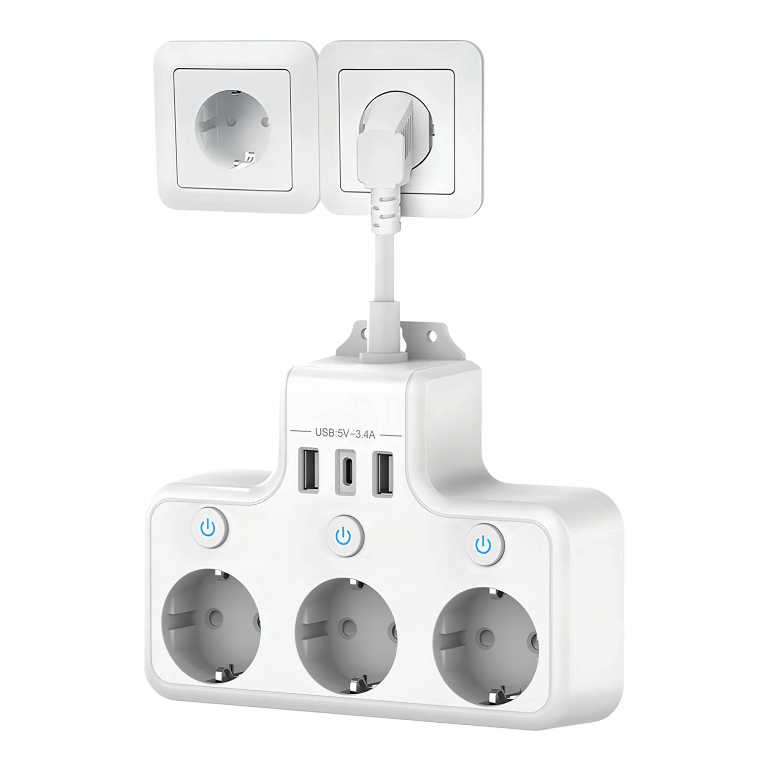 Prelungitor Scurt, 4000W, 3 Prize/2 USB-A/1 USB-C, BYONDSELF®, 3 ...