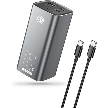 Külső akkumulátor, 20000 mAh powerbank PD 65W gyorstöltéssel, 2 USB-C ...