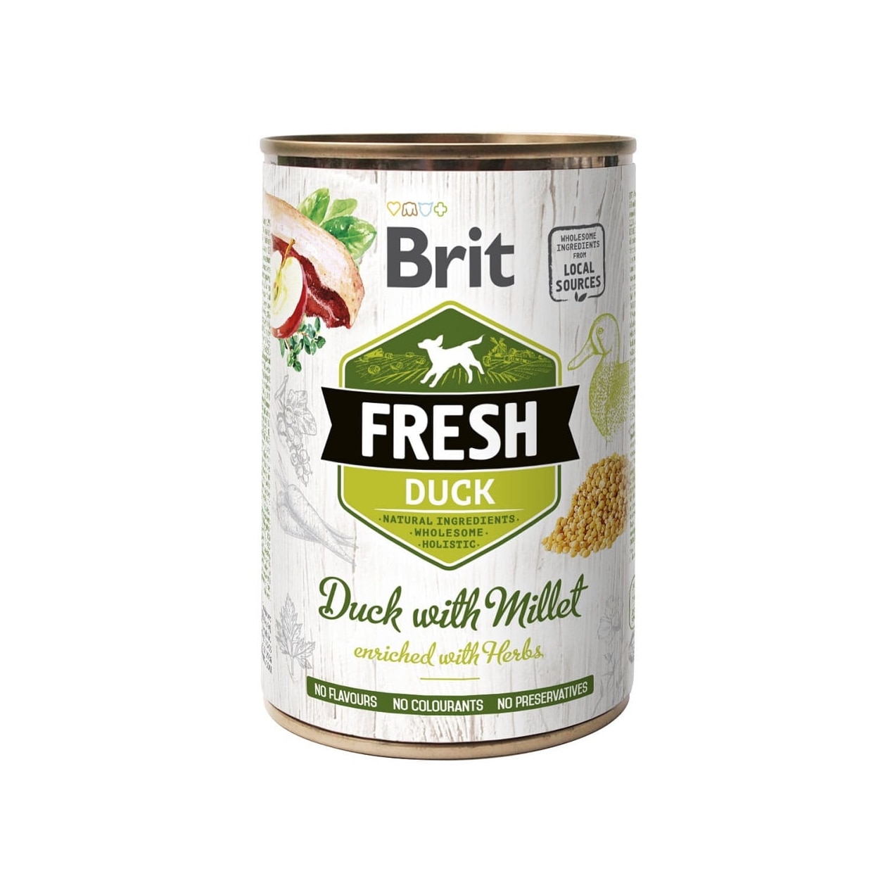 Conserva pentru caini BRIT FRESH Duck & Millet, cu rata si mei 400 g ...