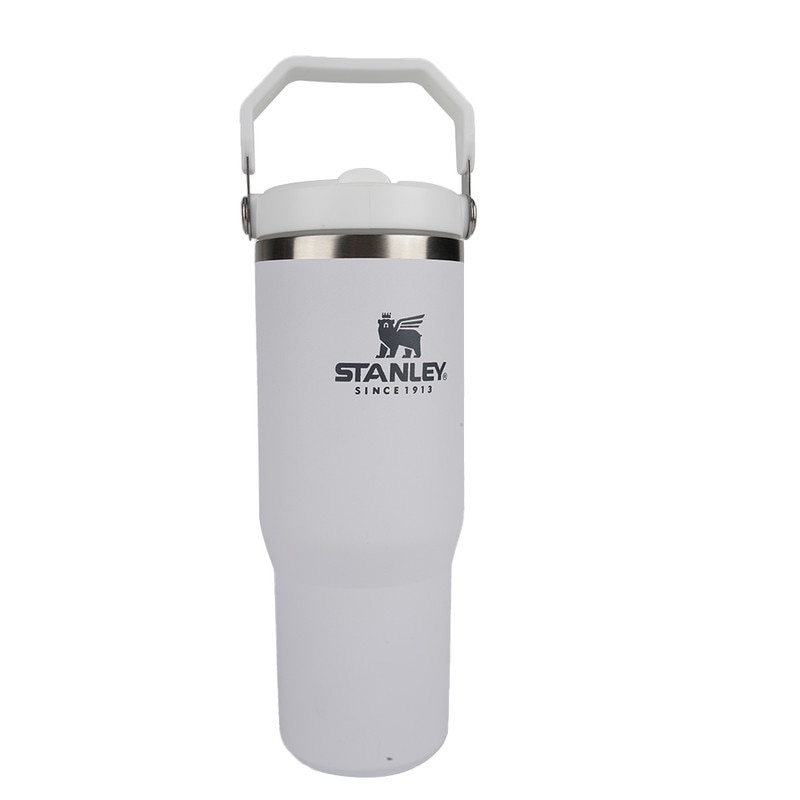 Termos Stanley, 880ml, inox 304, alb, cu capac cu pai, izolatie cu perete dublu - eMAG.ro