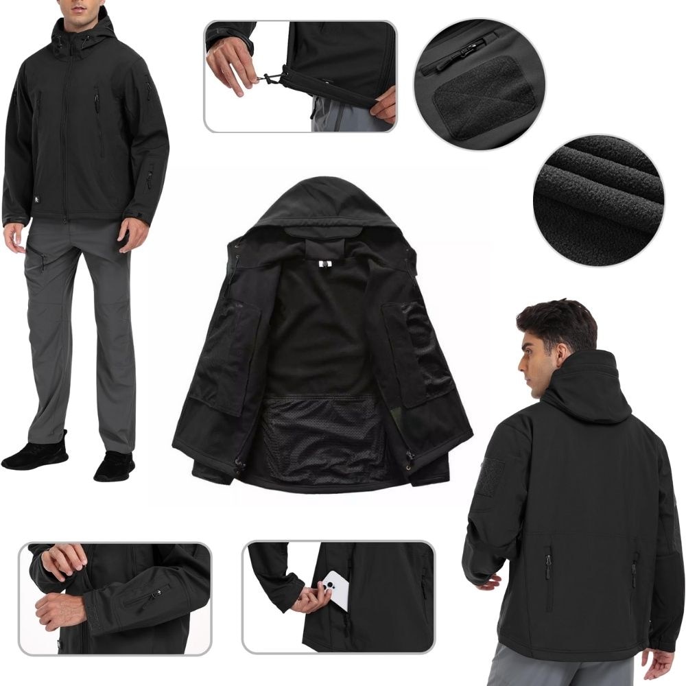 Jacheta Toamna Iarna, Marimea XL, Softshell cu interior Imblanit, Negru ...