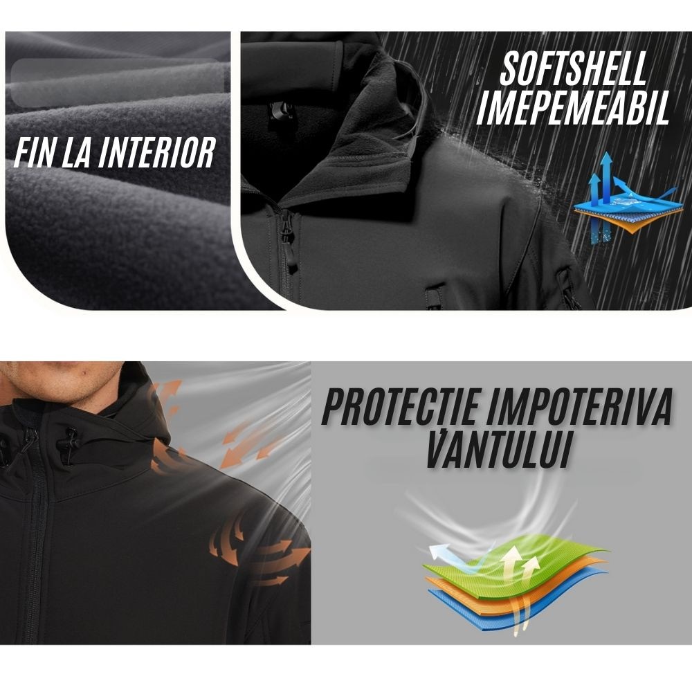 Jacheta Toamna Iarna, Softshell cu interior Imblanit, Negru ...