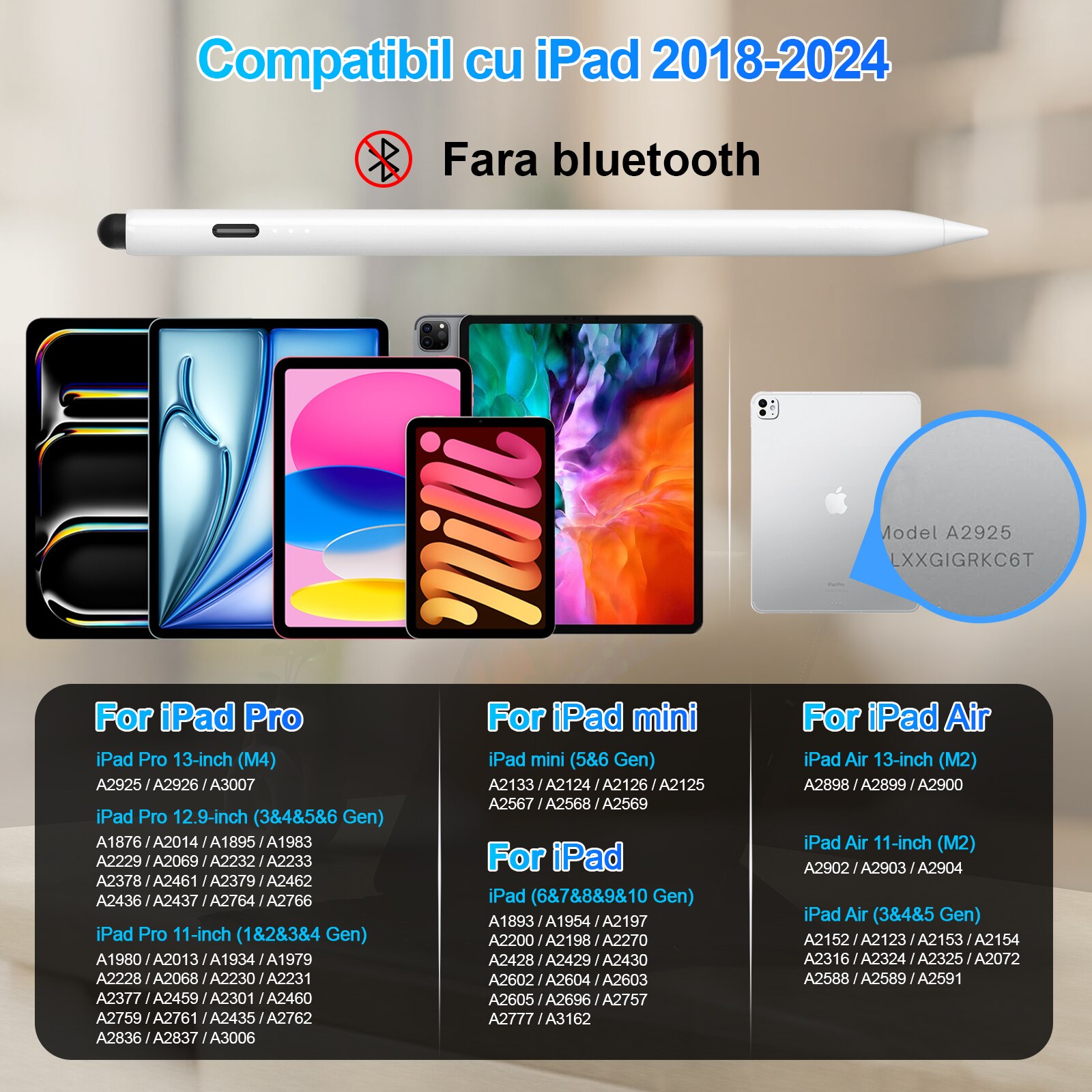 Stylus iPad Pen Bonveey, Pix pentru tableta Apple iPad 2018-2025 ...