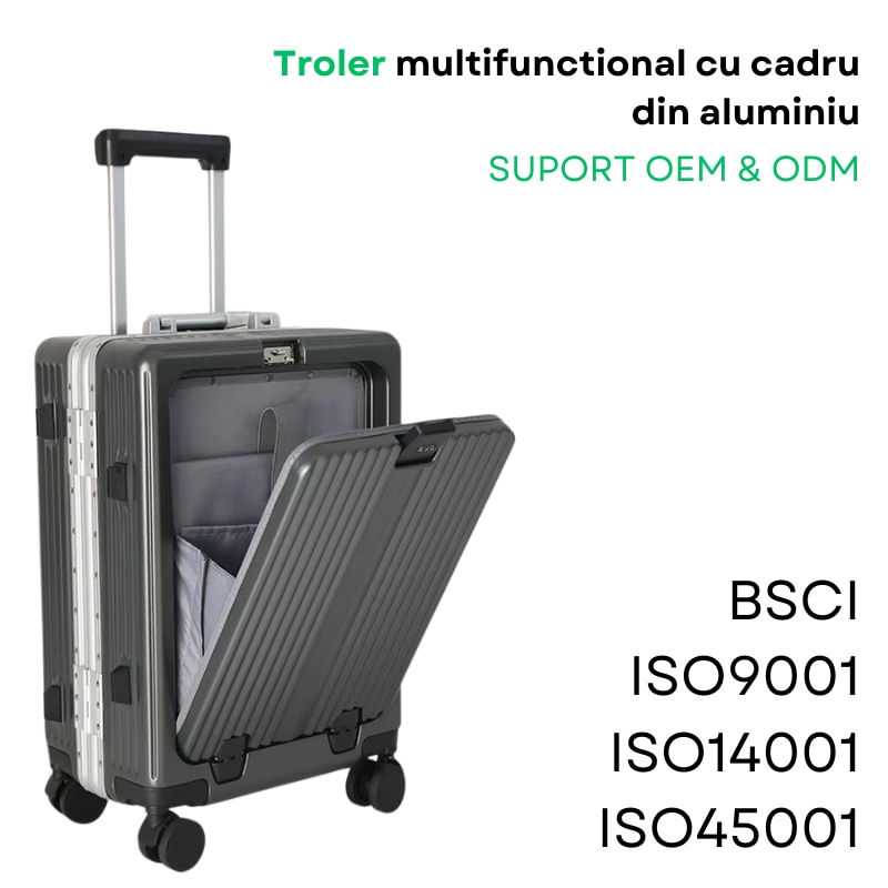 Troler Millergen™, Valiza Bagaj de Mana cu insertii de Aluminiu, Suport ...
