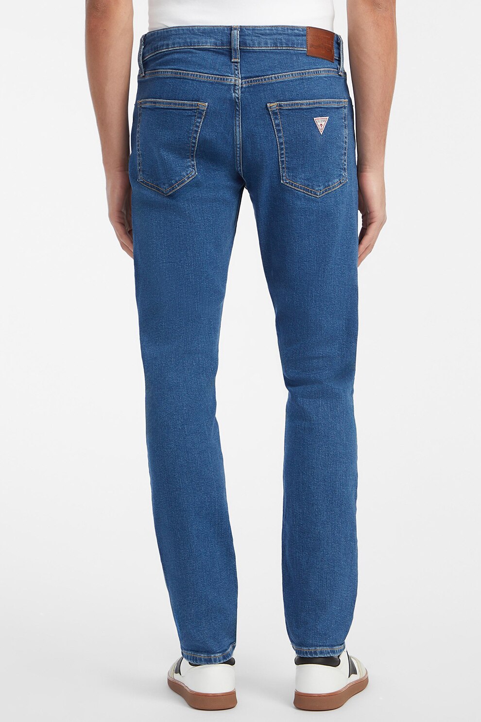 GUESS JEANS, Blugi slim fit cu talie medie, Albastru inchis, W40-L32 ...