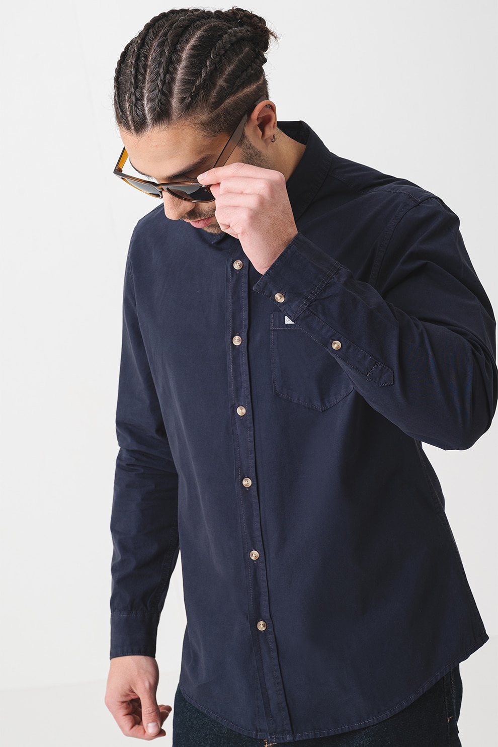 GUESS JEANS, Camasa slim fit din bumbac, Bleumarin, L - eMAG.ro