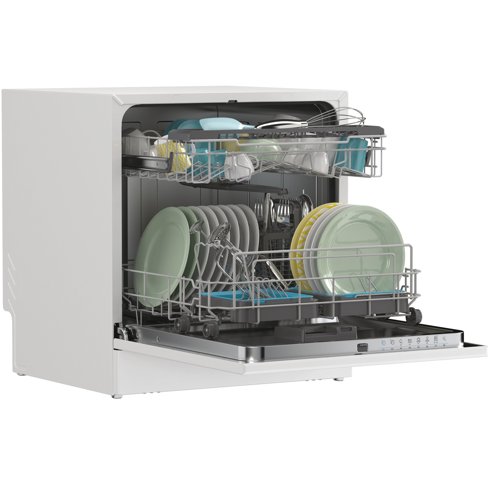 Masina de spalat vase compacta Candy CP 8F9FFW, 8 seturi, 8 programe ...