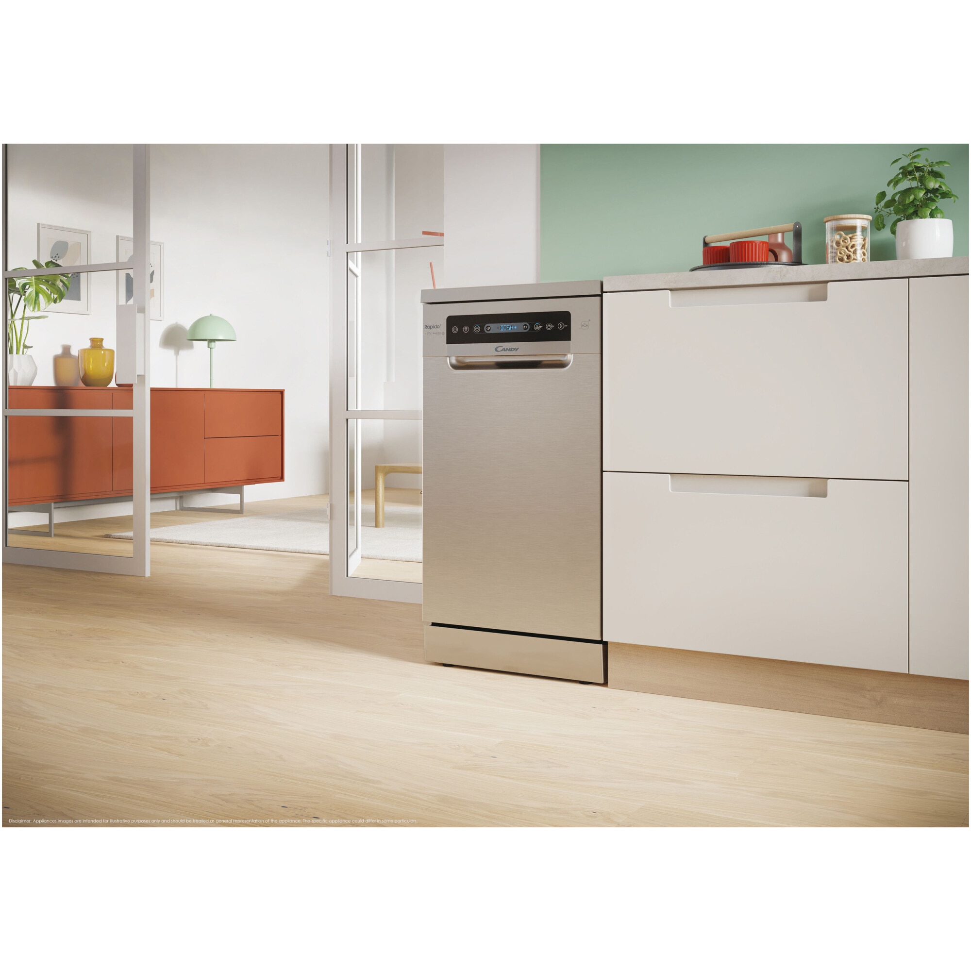 Masina de spalat vase Candy Rapido CF 0C7SB0FX, 10 seturi, 8 programe ...