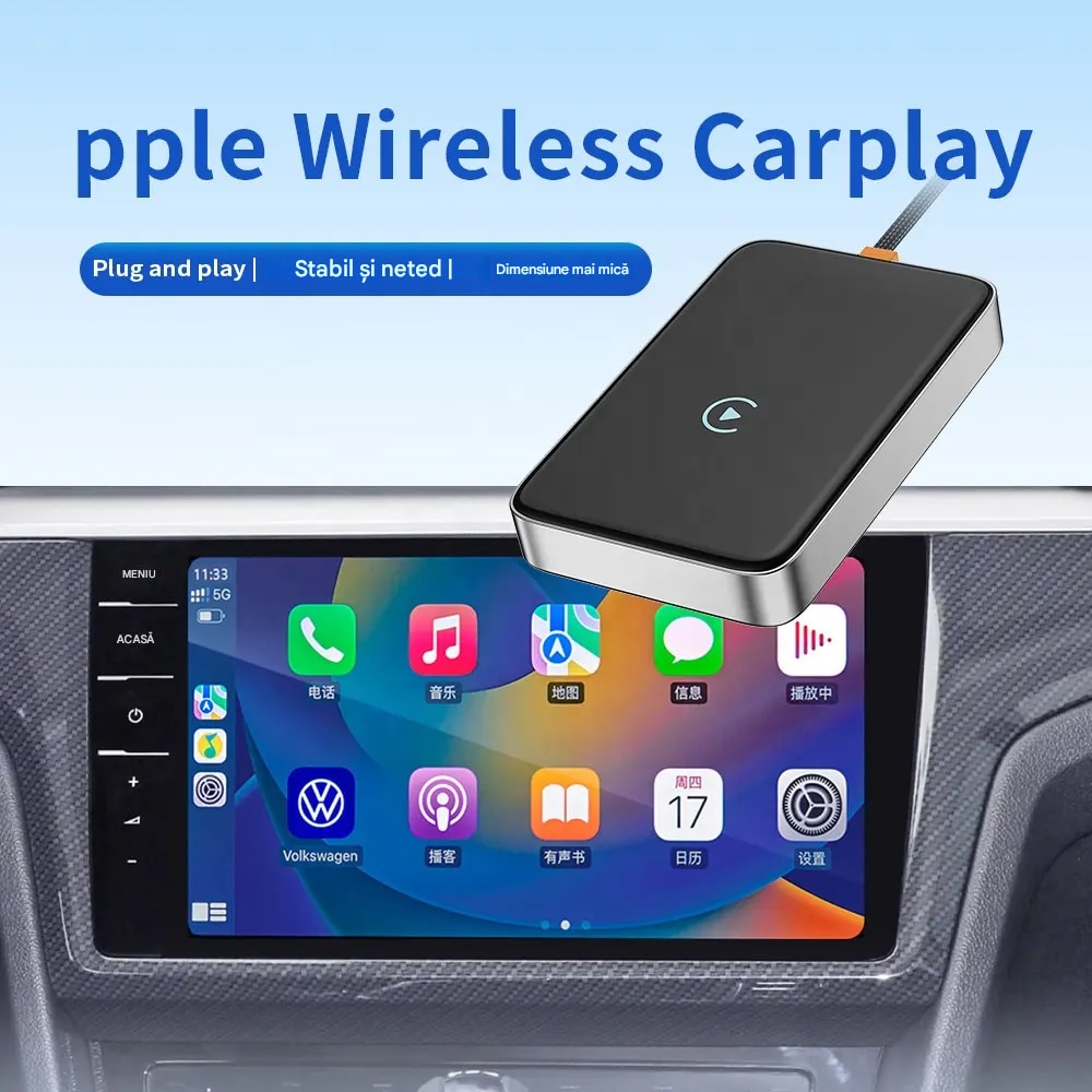 Adaptor Wireless CarPlay idealSTORE, compatibil Android & IOS Auto, USB ...