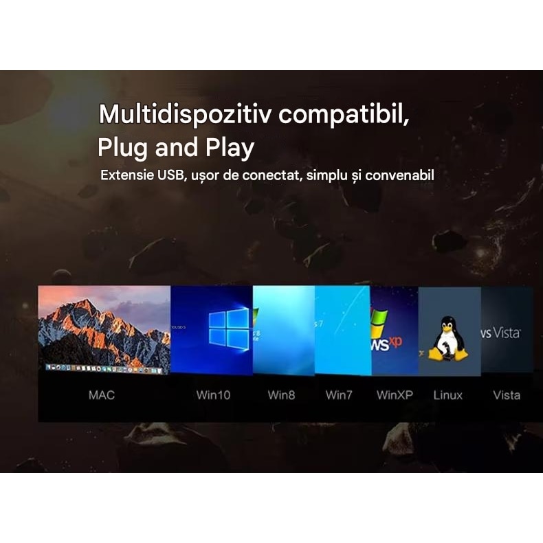 Adaptor Multiport 7 in 1, de Tip C cu Port HDMI UHD 4K, 3 x USB 3.0, PC Computer, Laptop ...