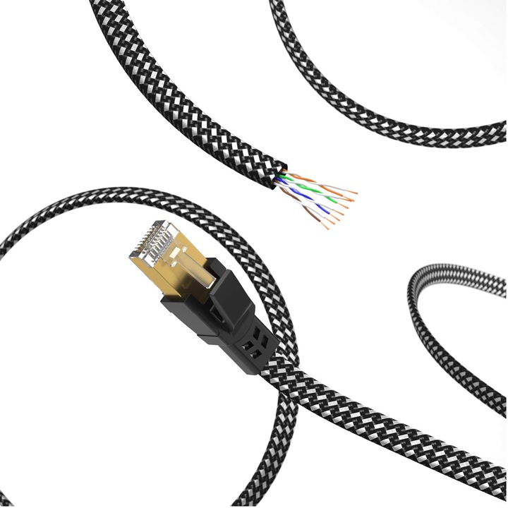 Cablu Internet LAN, Cablu de Retea Ethernet Cat 8, Conector RJ45, 40 ...