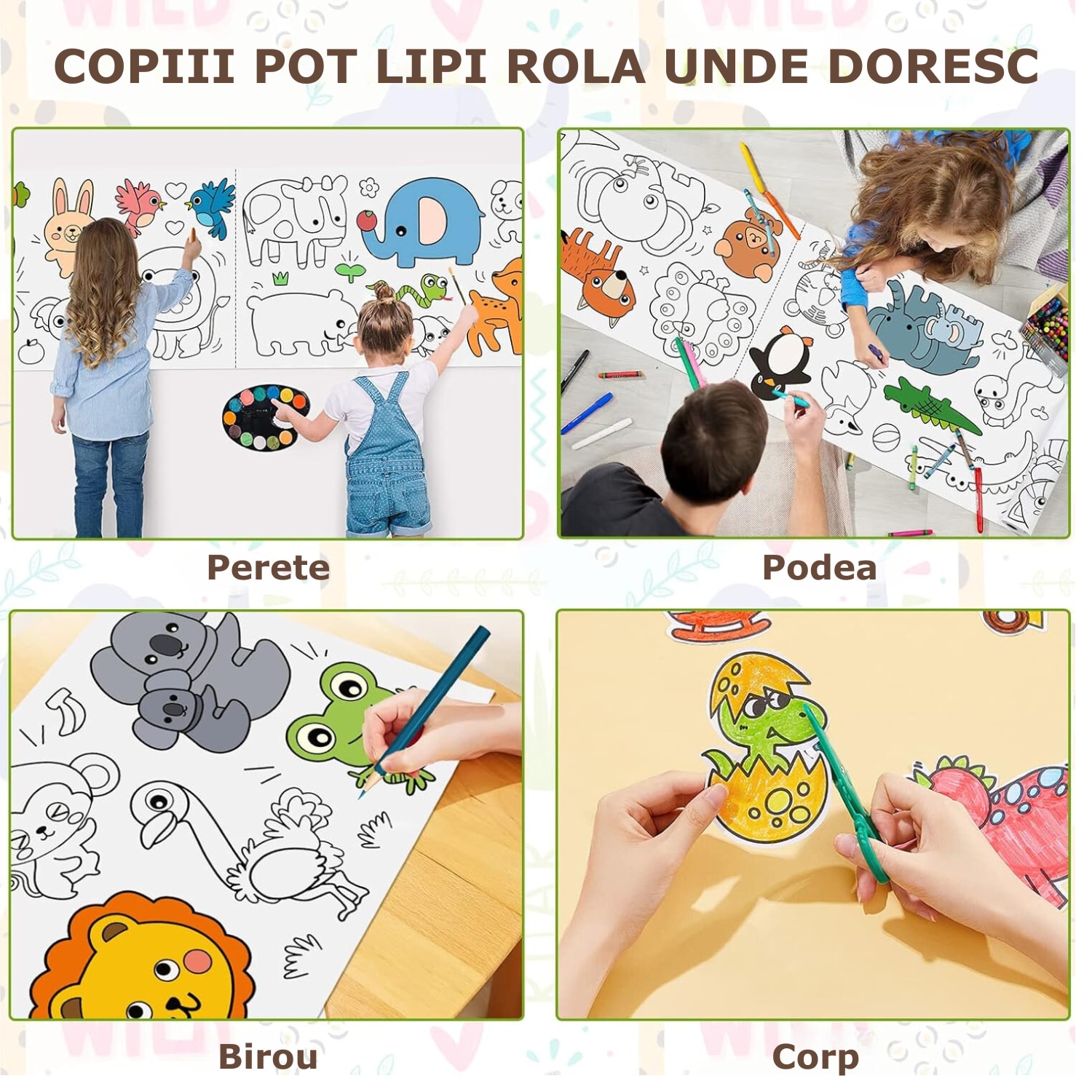 Rola de hartie auto-adeziva si decupabila pentru desenat si colorat ...