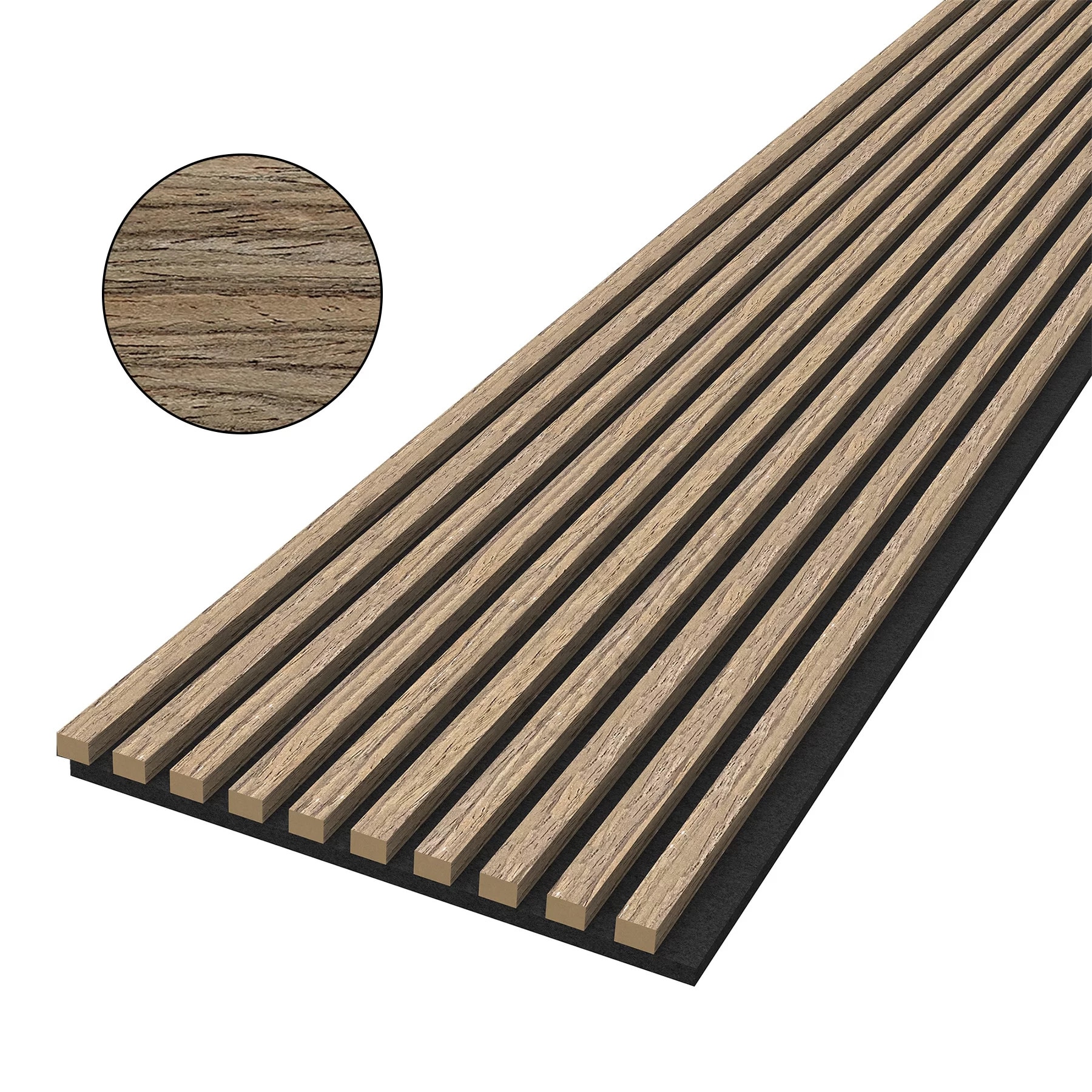 Riflaj acustic decorativ, MDF, furnir, pasla, Nuc deschis, 305x2700mm ...