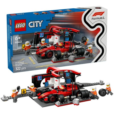 Set de constructie LEGO® City - Boxa si mecanici F1® cu masina Ferrari ...
