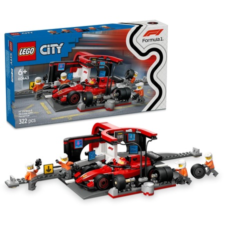 LEGO® City - Boxa si mecanici F1® cu masina Ferrari 60443, 322 piese ...