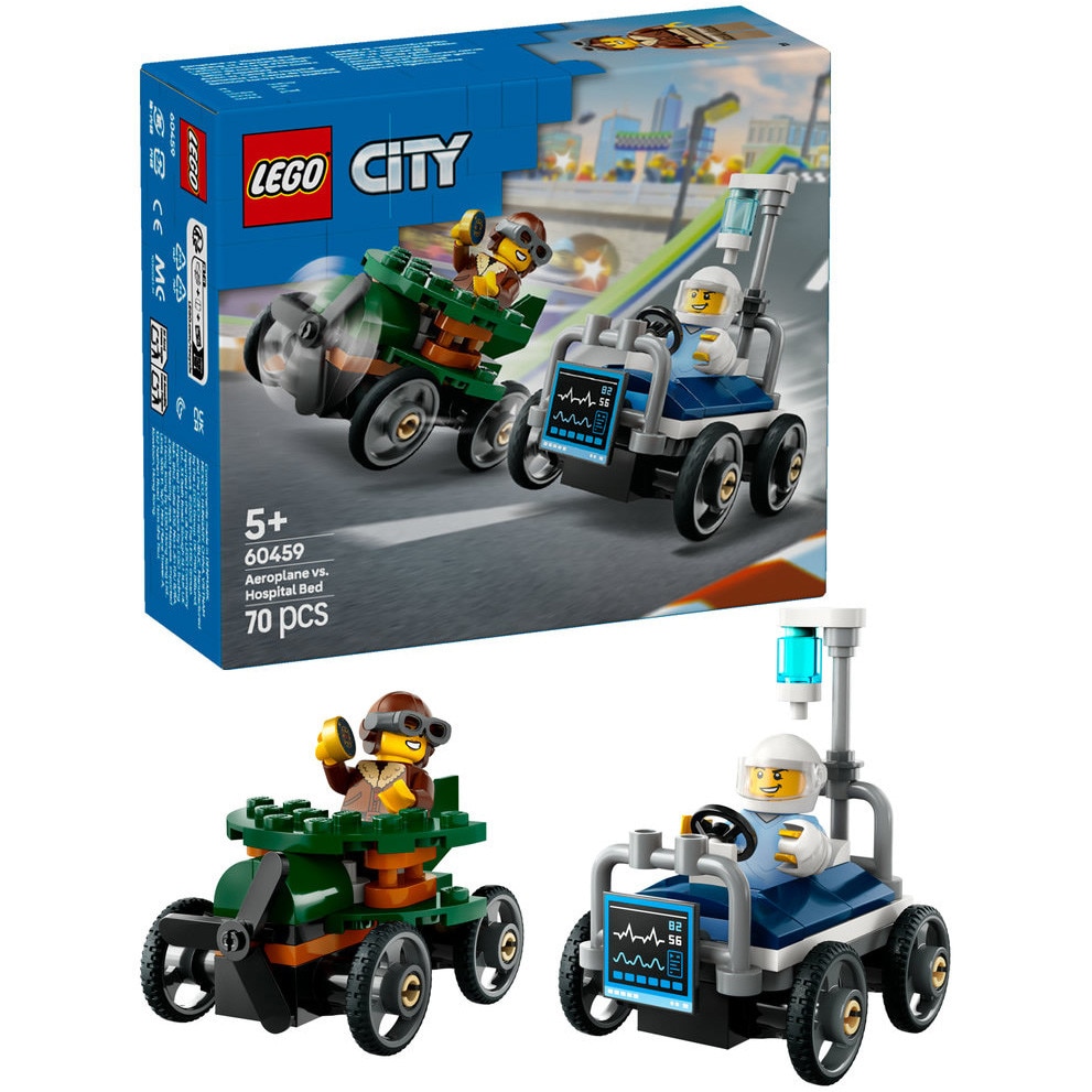 LEGO® City - Pachet de curse Avion vs. pat de spital 60459, 70 piese ...