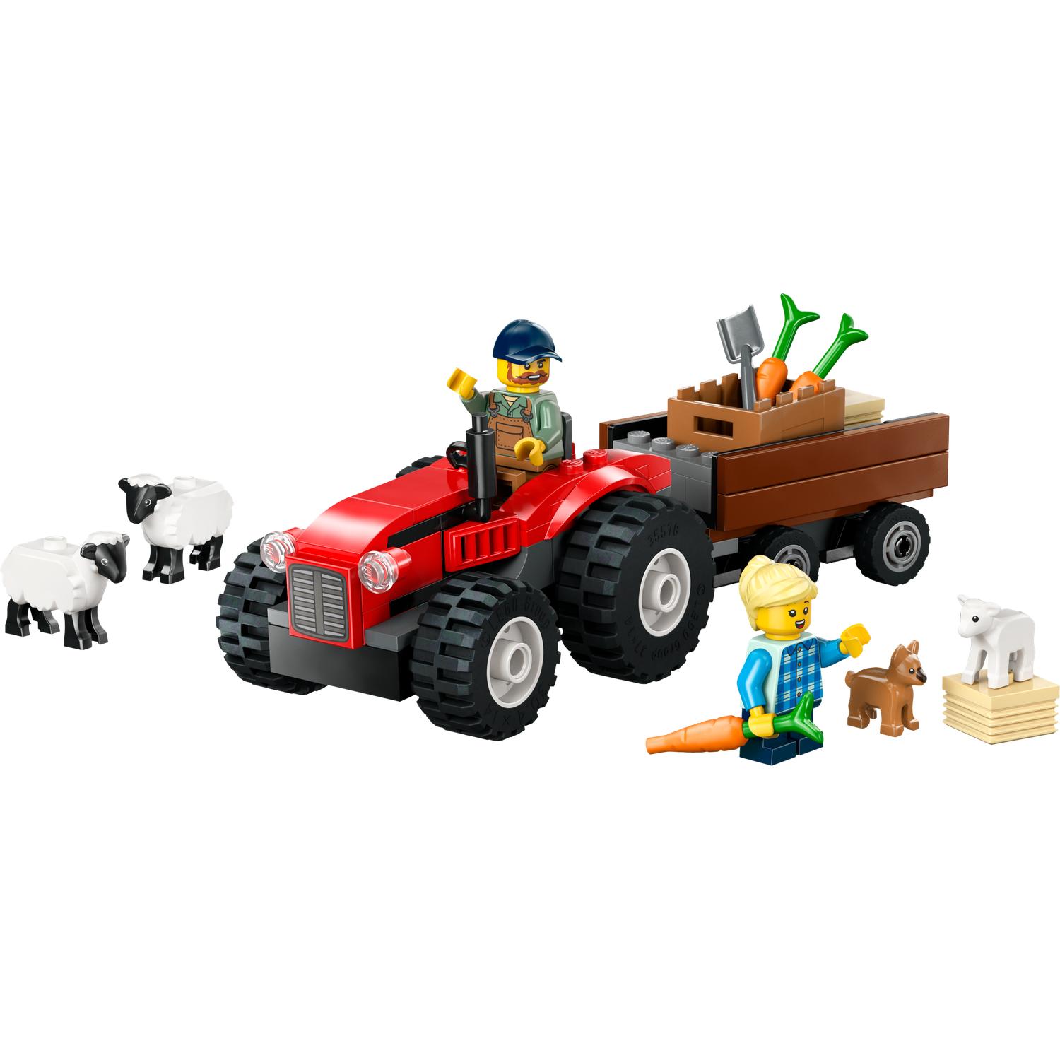 LEGO® City - Tractor de ferma rosu cu remorca si oi 60461, 116 piese ...
