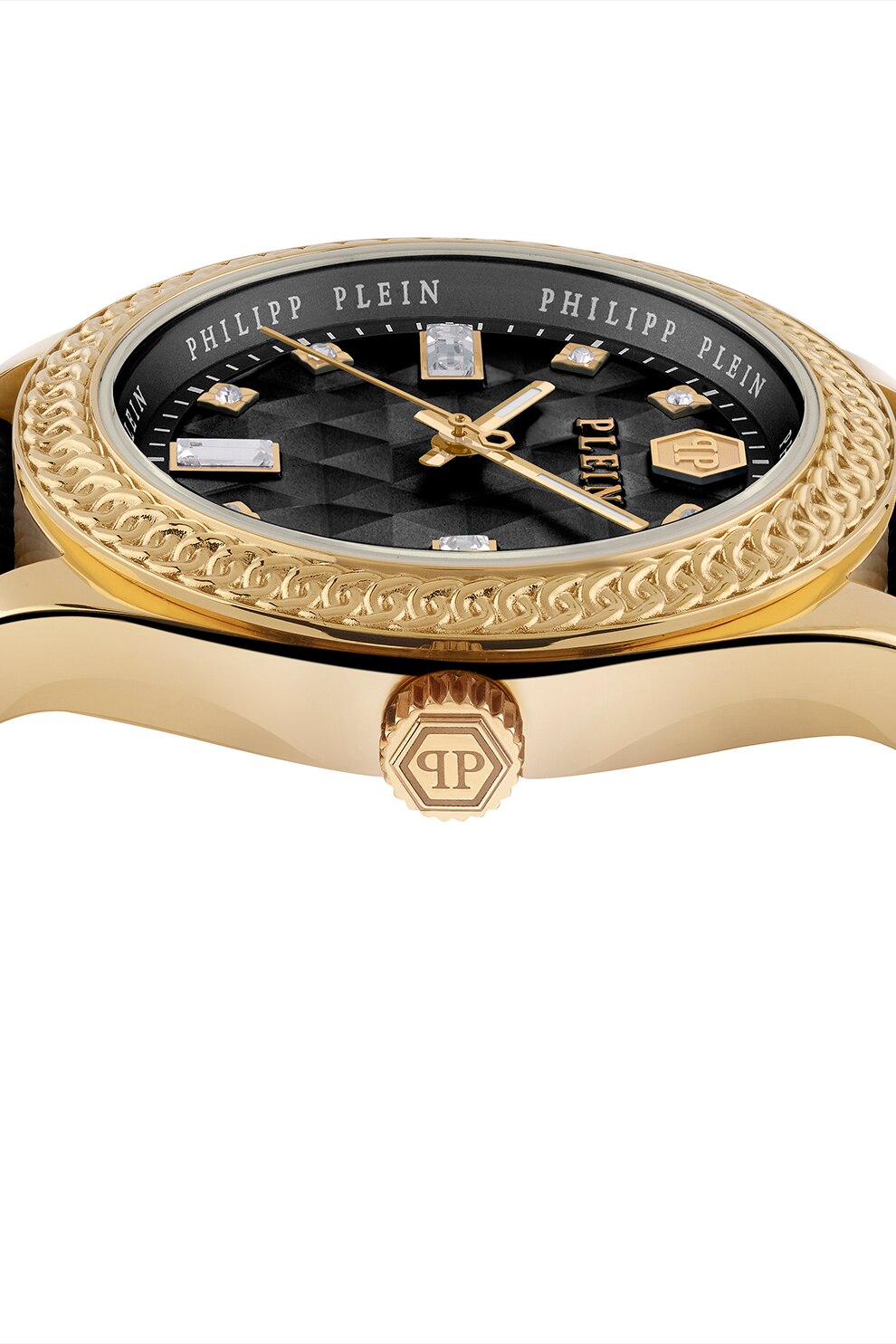 Philipp Plein, Ceas analog cu o curea din piele, Negru - eMAG.ro