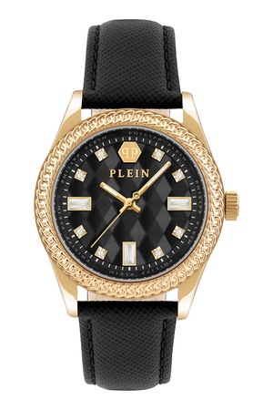 Philipp Plein, Ceas analog cu o curea din piele, Negru - eMAG.ro