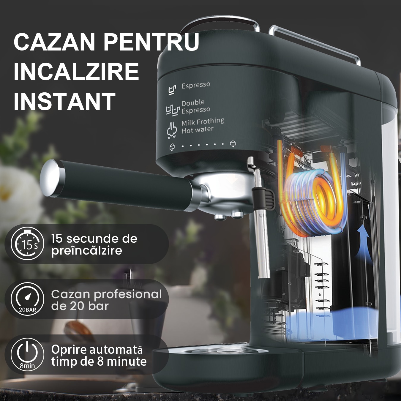 Espressor manual 3 in 1, Exploara seria TC58A, Capsule Nespresso/cafea ...