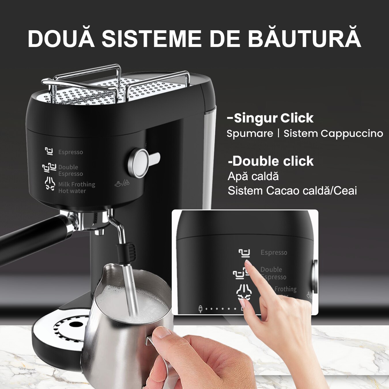 Espressor manual 3 in 1, Exploara seria TC58A, Capsule Nespresso/cafea ...