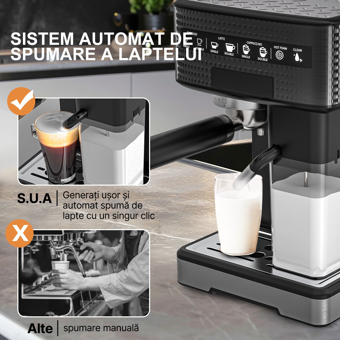 Espresso multifunctional, Un clic Cappuccino/Latte, KOC Recomandari ...