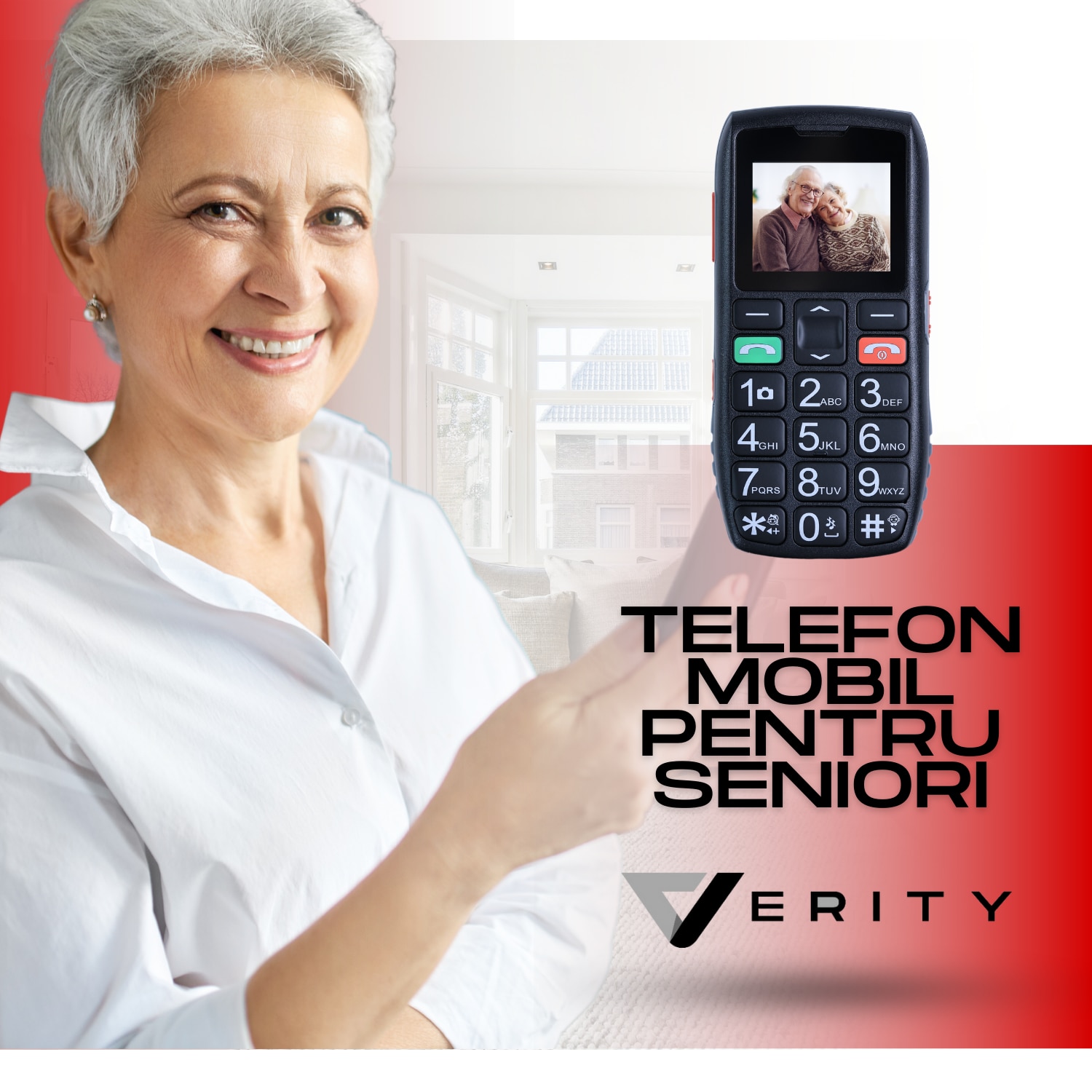 Telefon mobil pentru seniori, cu meniul in limba Romana, taste mari ...