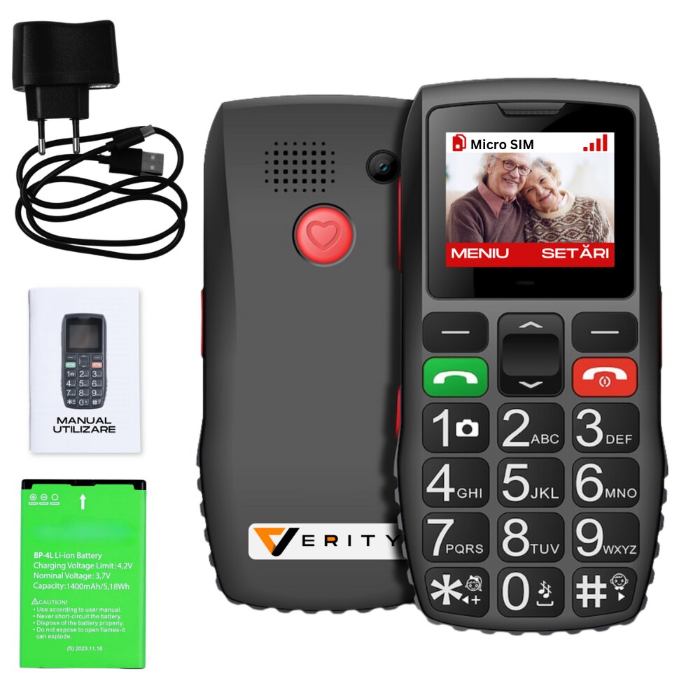 Telefon mobil pentru seniori, cu meniul in limba Romana, taste mari ...
