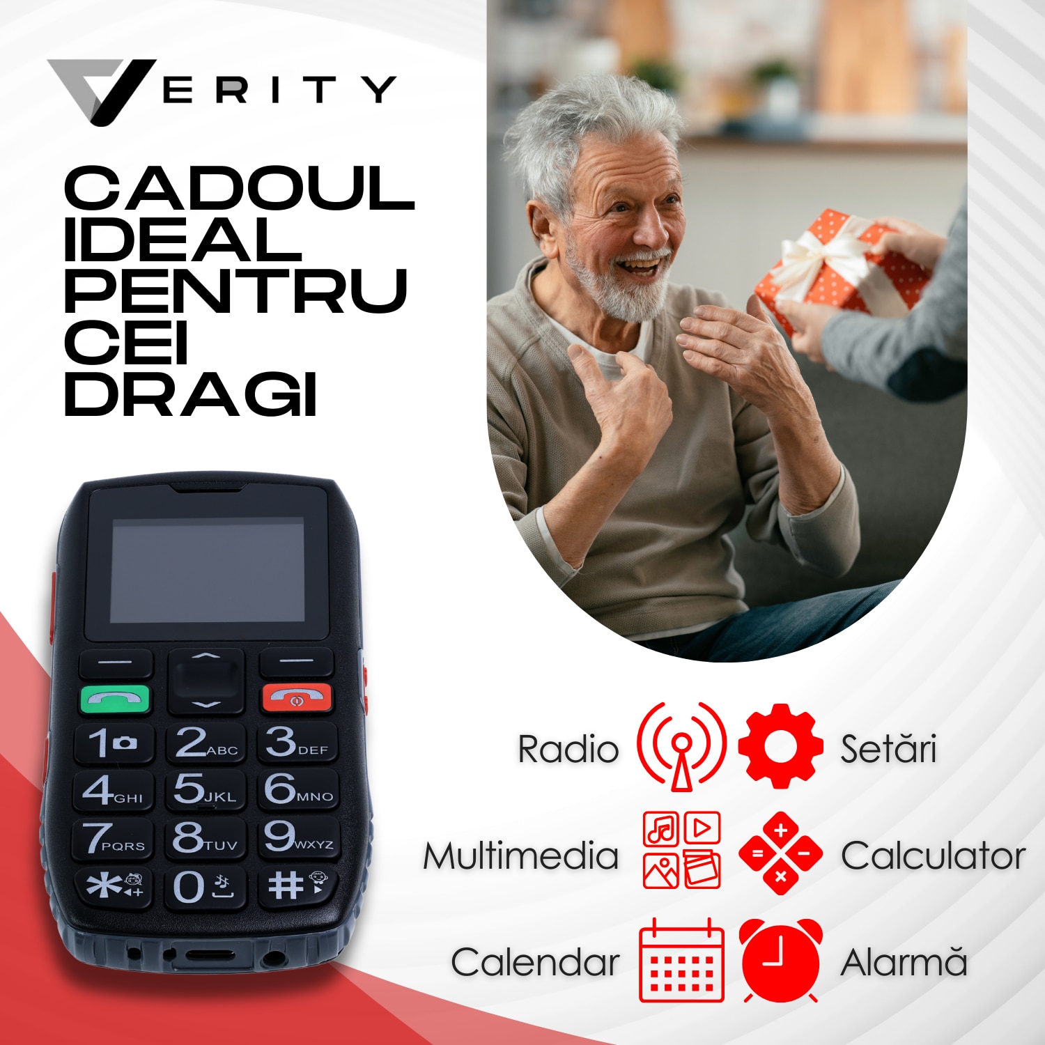 Telefon mobil pentru seniori, cu meniul in limba Romana, taste mari ...