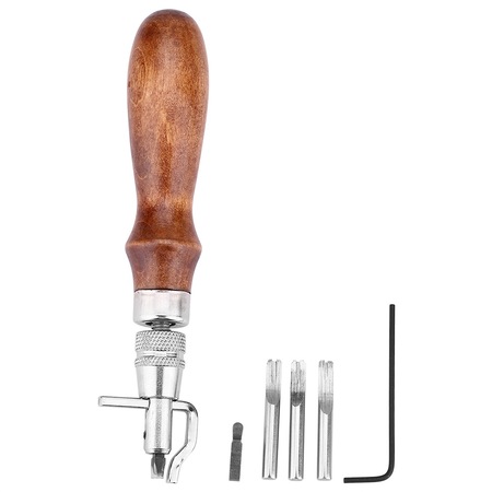 Unealta de cusut din piele, Mmgoqqt, 7 in 1, manere din lemn, ajustabil ...