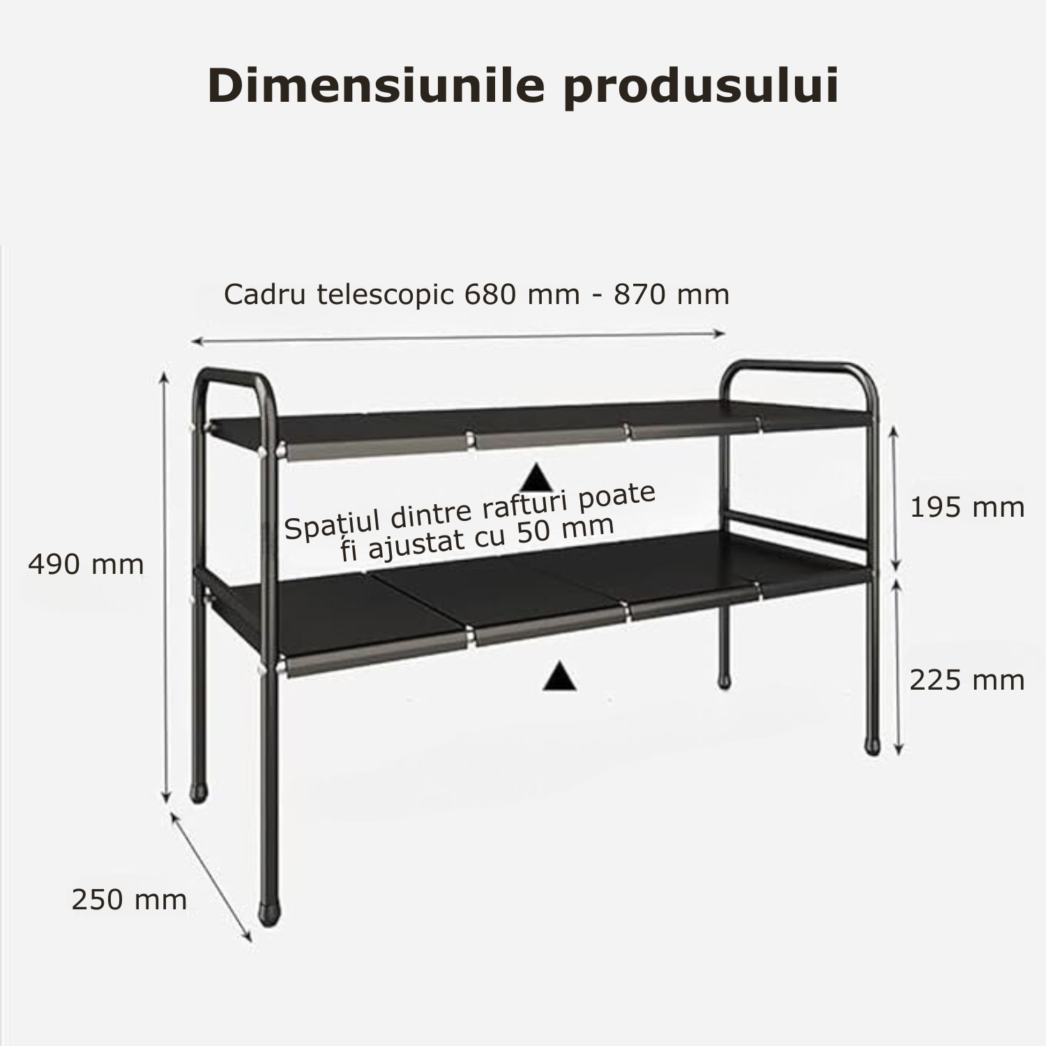 Raft organizator extensibil cu 2 rafturi Simply Joy®, cu 8 panouri ...