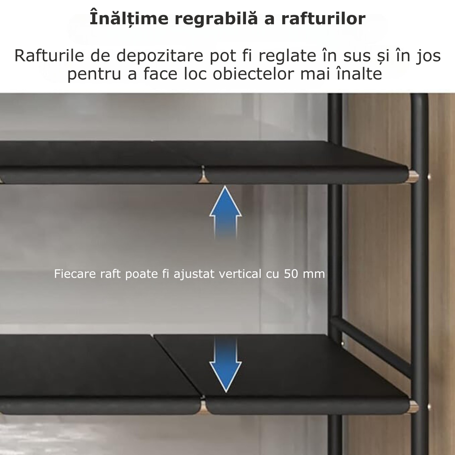 Raft organizator extensibil cu 2 rafturi Simply Joy®, cu 8 panouri ...