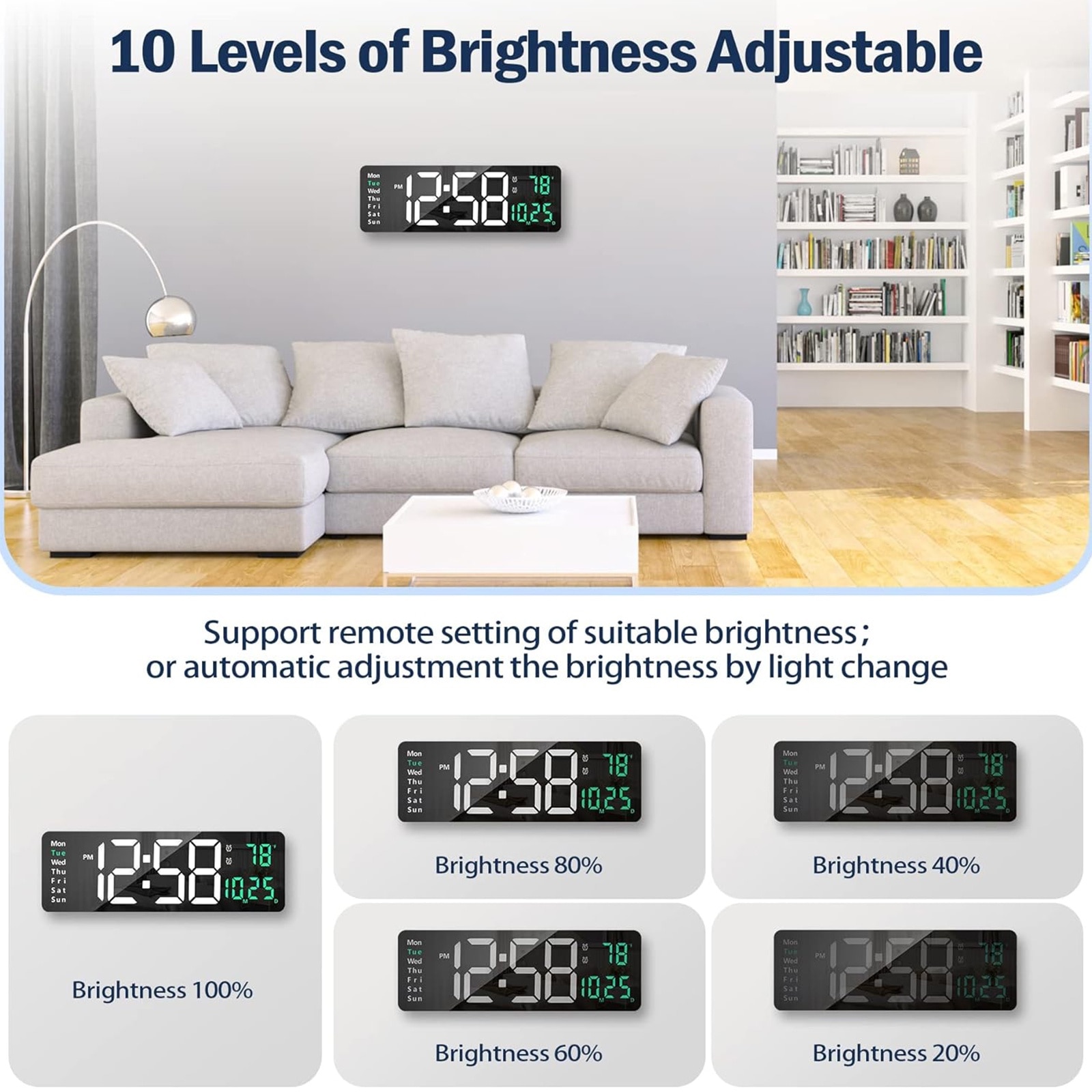 Ceas Digital de Perete cu Led, Axroad Mall, Ecran mare de 16 inchi cu ...