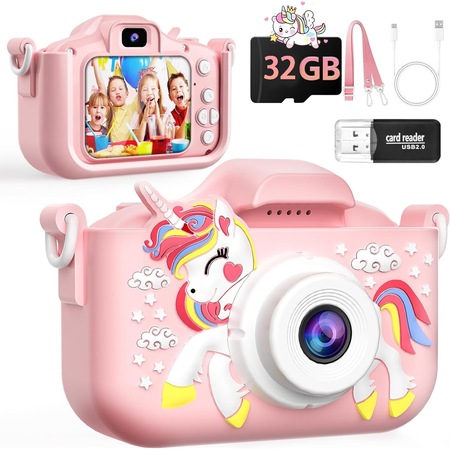 Camera foto copii, 32GB SD card 1080P HD, 48 milioane pixeli, Ecran IPS ...