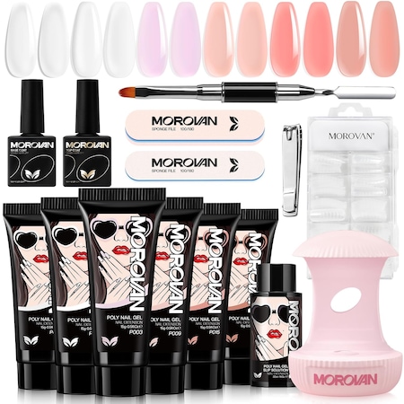 Kit unghii cu gel, Set Manichiura Cu Gel Structurat 5 Culori， Morovan ...