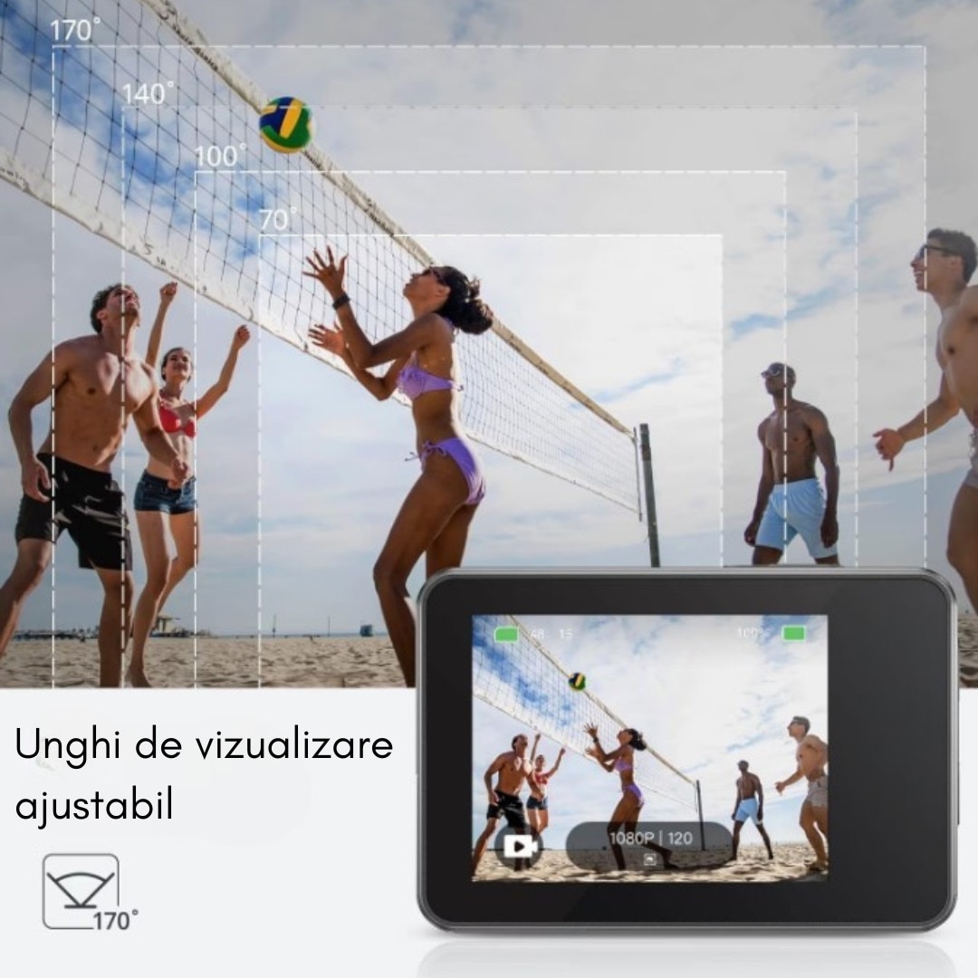 Camera video sport, WiFi UltraHD, SMARTIC®, 4K/60FPS/20MP, Dual Screen ...