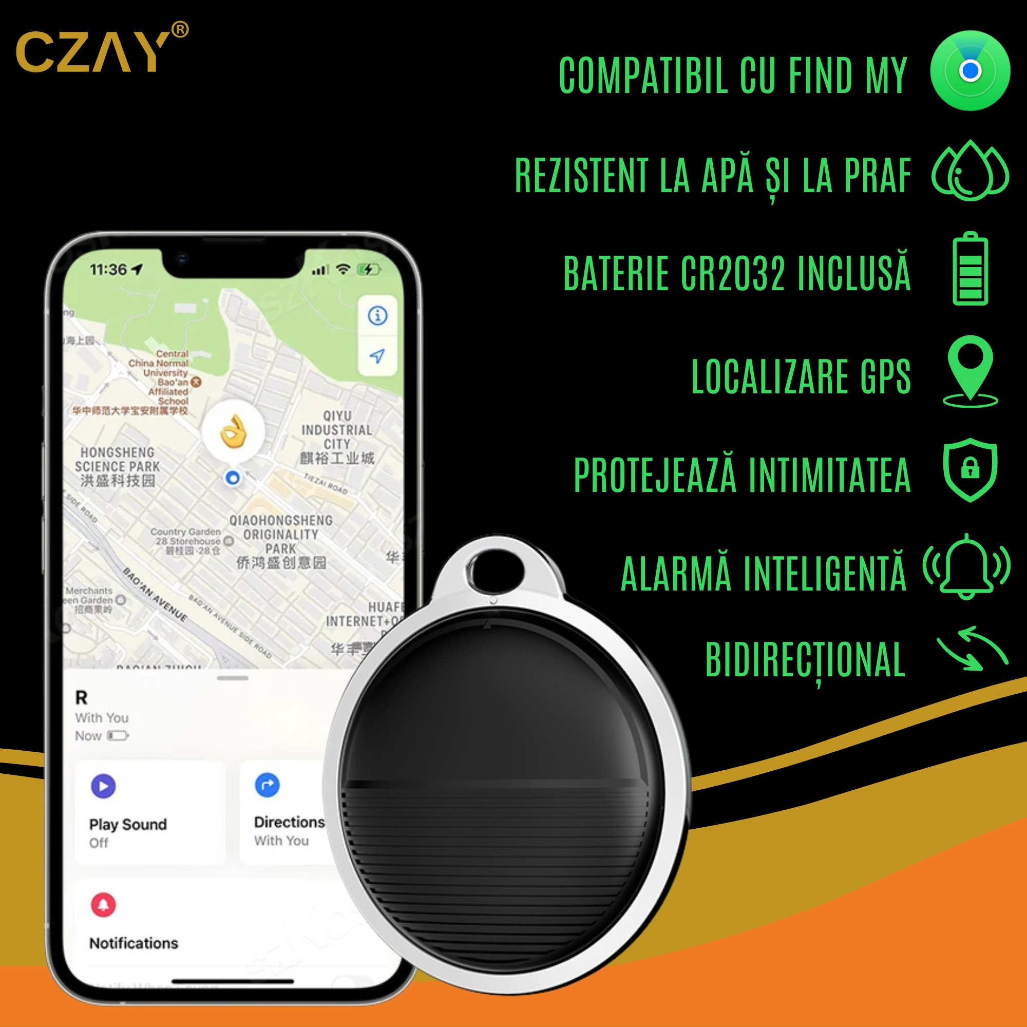 Dispozitiv Antipierdere Localizare GPS Tracker CZAY®, Acoperire Globala ...