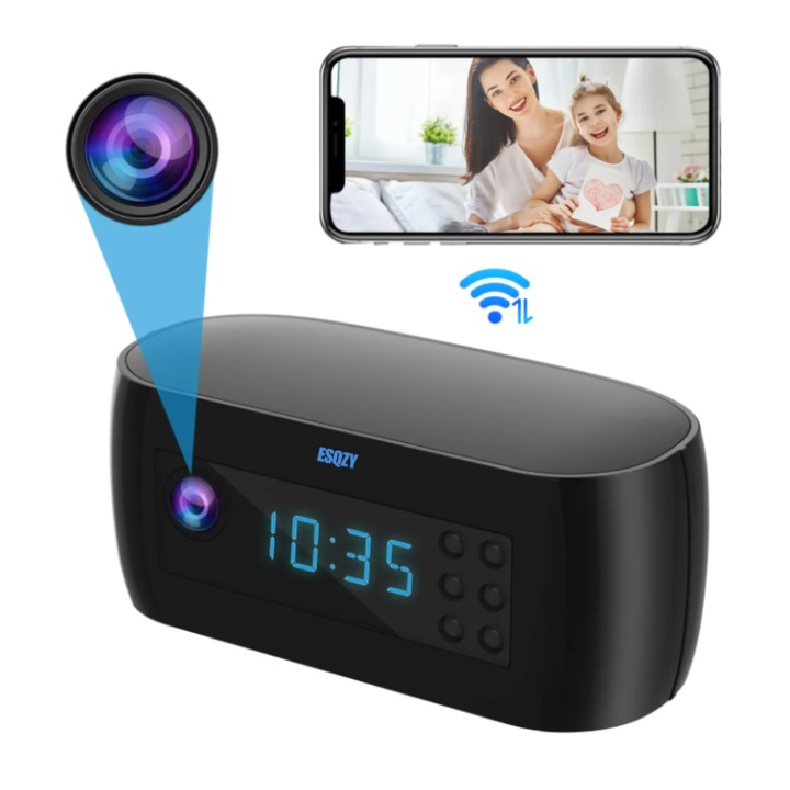 Ceas Digital cu Camera Spion WI-FI Ascunsa ESQZY®, Spionaj cu mini ...