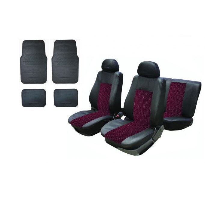 Set tapiterie universal in rosu Dream Flexzon + covoare PVC negru Flexzon - eMAG.ro