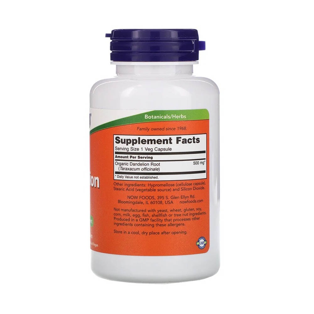 Dandelion Root (Radacina de Papadie) 500mg, Now Foods, 100 capsule ...