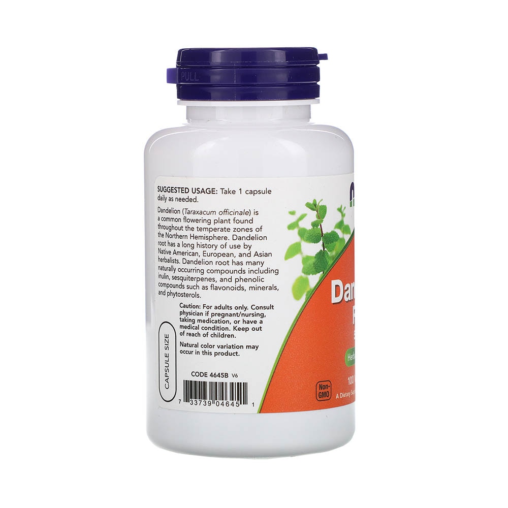 Dandelion Root (Radacina de Papadie) 500mg, Now Foods, 100 capsule ...
