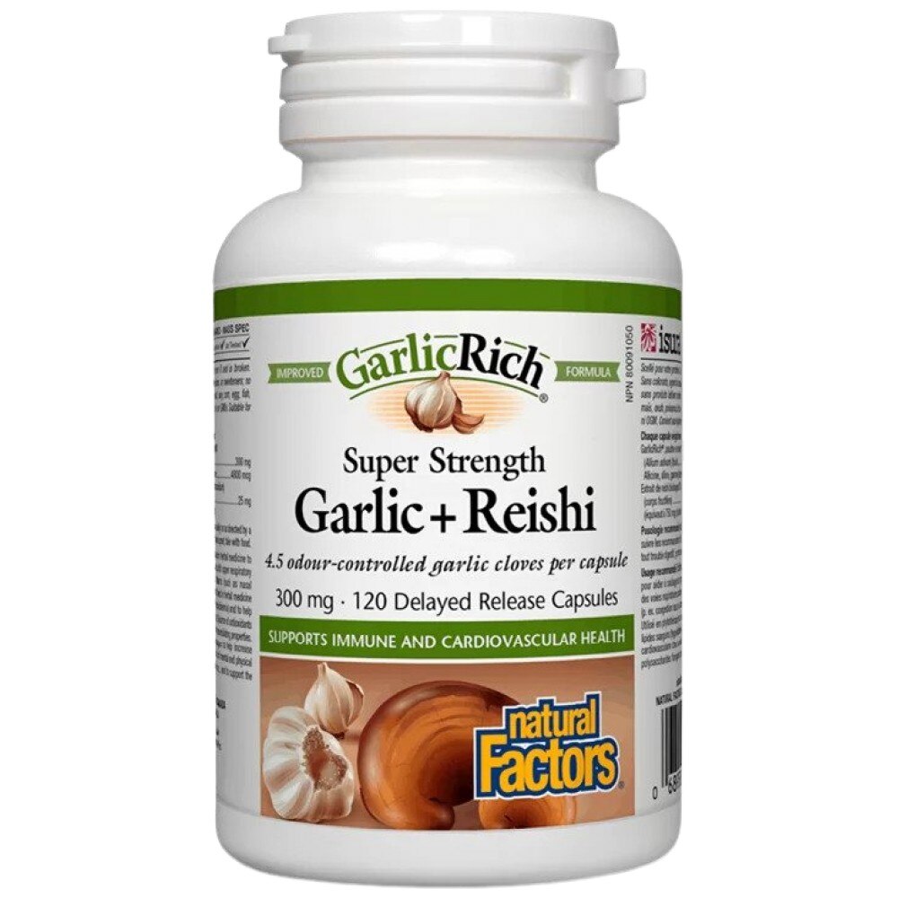 Хранителна добавка Natural Factors GarlicRich Super Strength Garlic ...