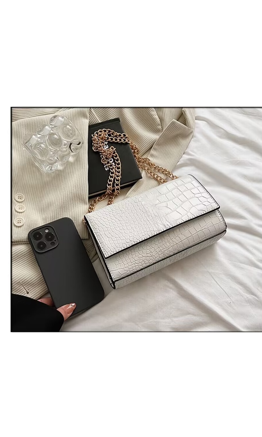 Geanta de umar, crossbody, de piele ecologica, eleganta, cu lantisor ...