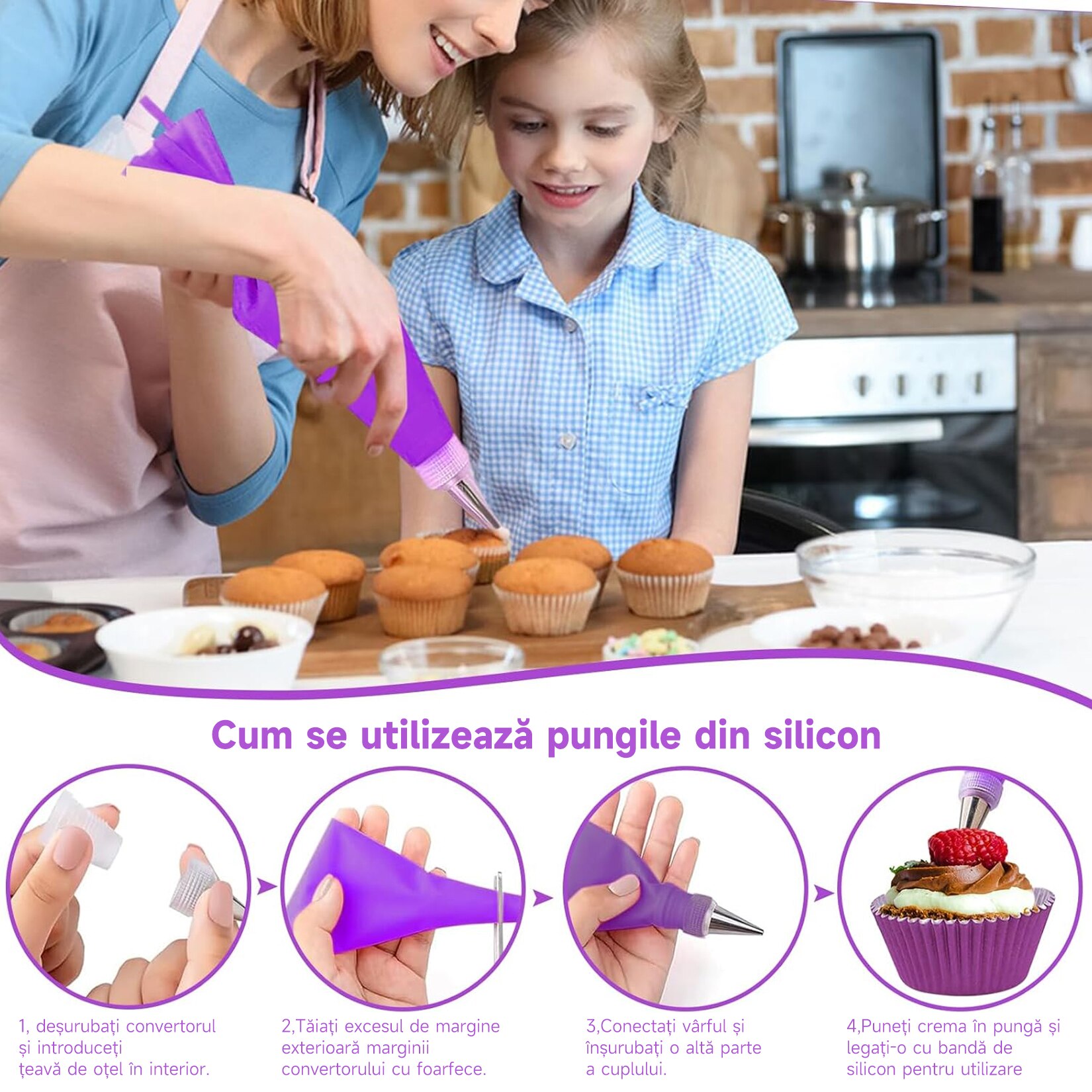 Set patiserie, ornare prajituri 137 piese unelte din otel inoxidabil ...