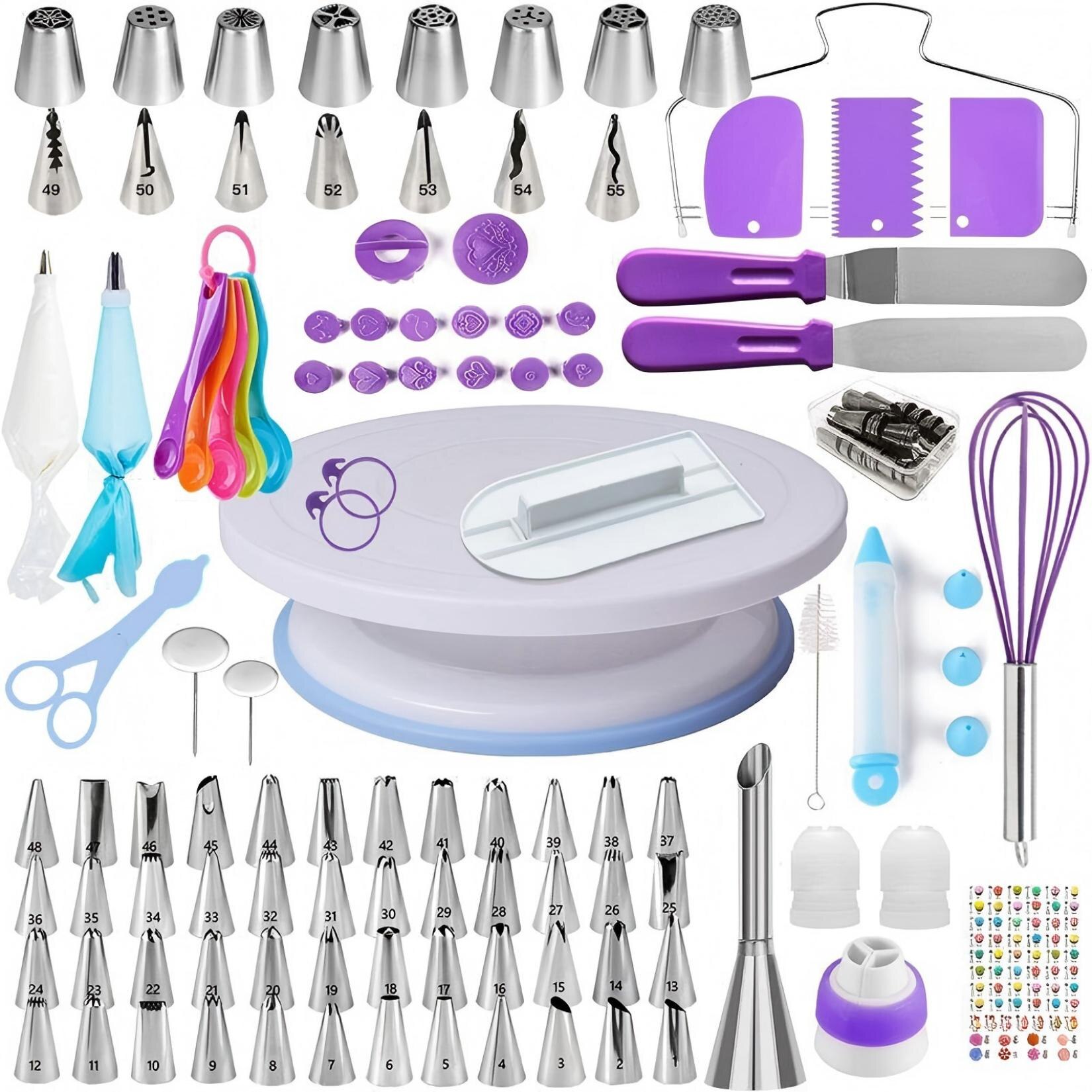 Set patiserie, ornare prajituri 137 piese unelte din otel inoxidabil ...