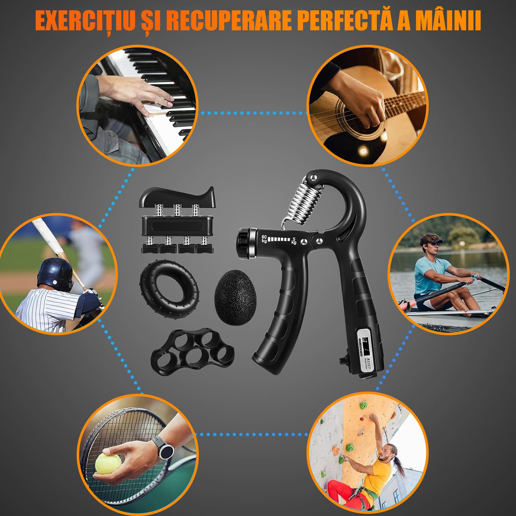 Flexor Maini Reglabil, Antrenor de Forta Ajustabil Pentru Antrenament ...