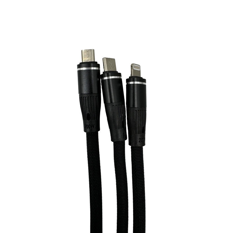 Cablu de date 3 in 1, compatibilitate extinsa, USB Type-C, Lightning ...