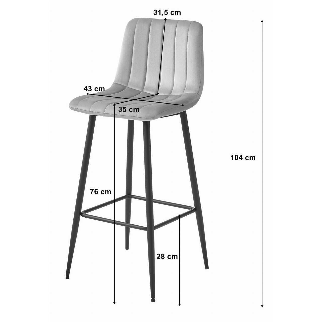 Scaun de bucatarie/bar, Artool, Pozza, catifea, otel, roz si negru ...