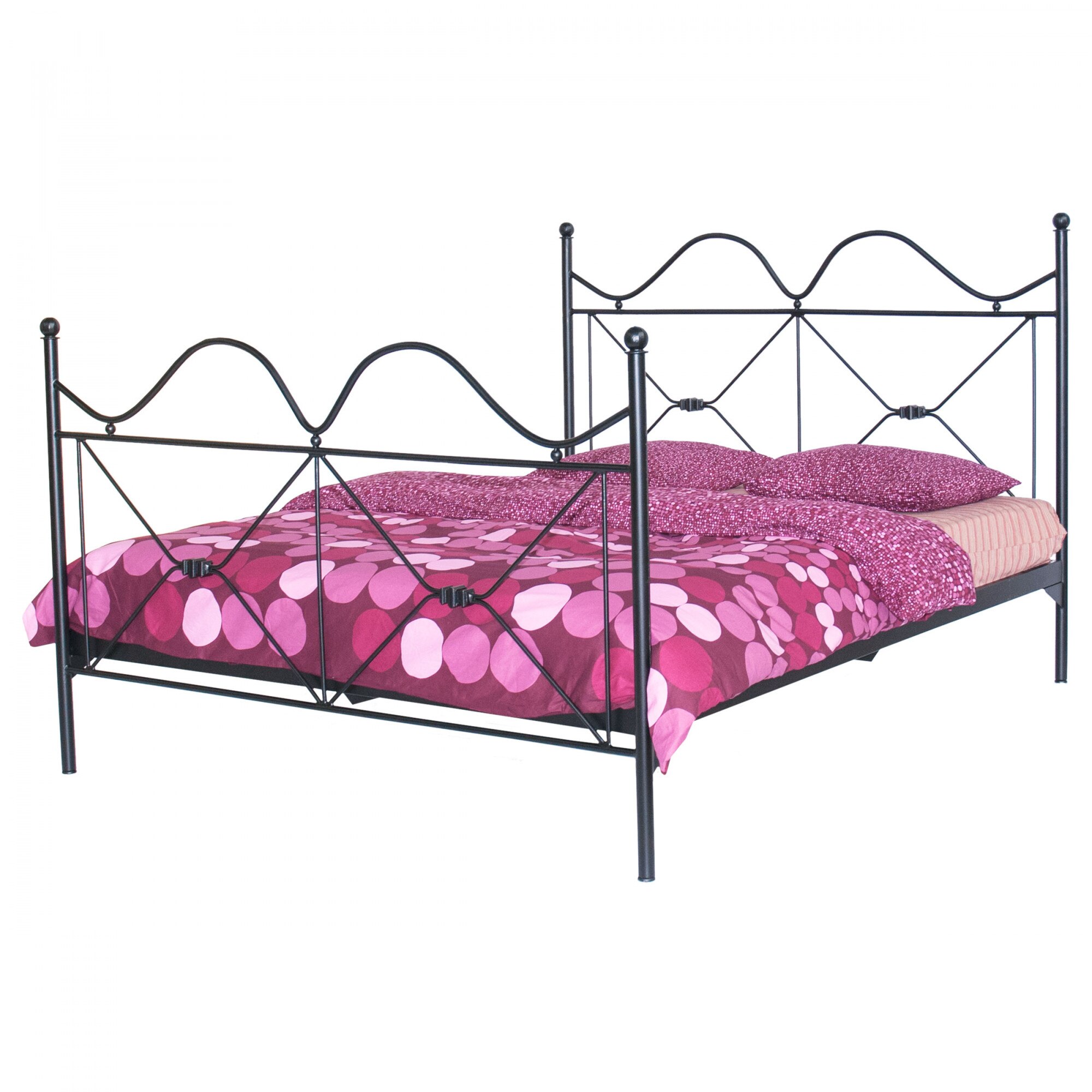 Pat din fier forjat Alesis, cu tablie mare, 190x210 cm - eMAG.ro