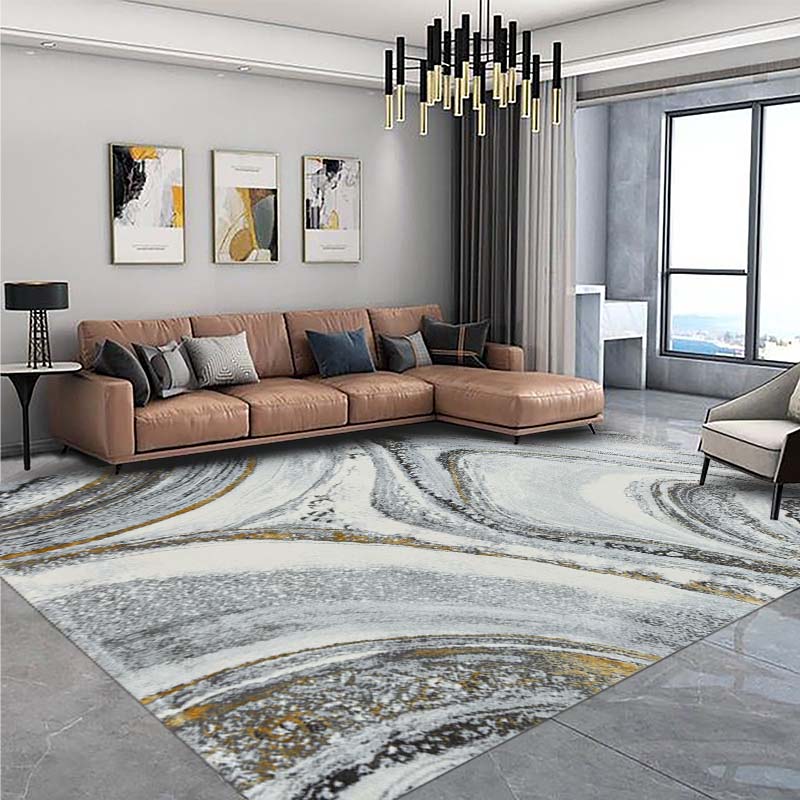 Covor Modern EFES, Culoare Gri/Auriu, 80x150 CM, Cod: HE783 - eMAG.ro